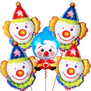 katchon, giant 32 inch clown balloons - pack of 5 | carnival theme party decorations | clown head balloon, circus theme party decorations | carnival decorations, plim plim party decorations