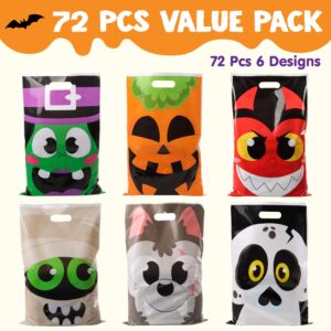 JOYIN 72 Pcs Halloween Bags, Plastic Goodie Bags in 6 Designs for Halloween Candy Trick or Treating Party Favors, Halloween Trick-or-Treat Snacks Party Supplies Classroom Prizes