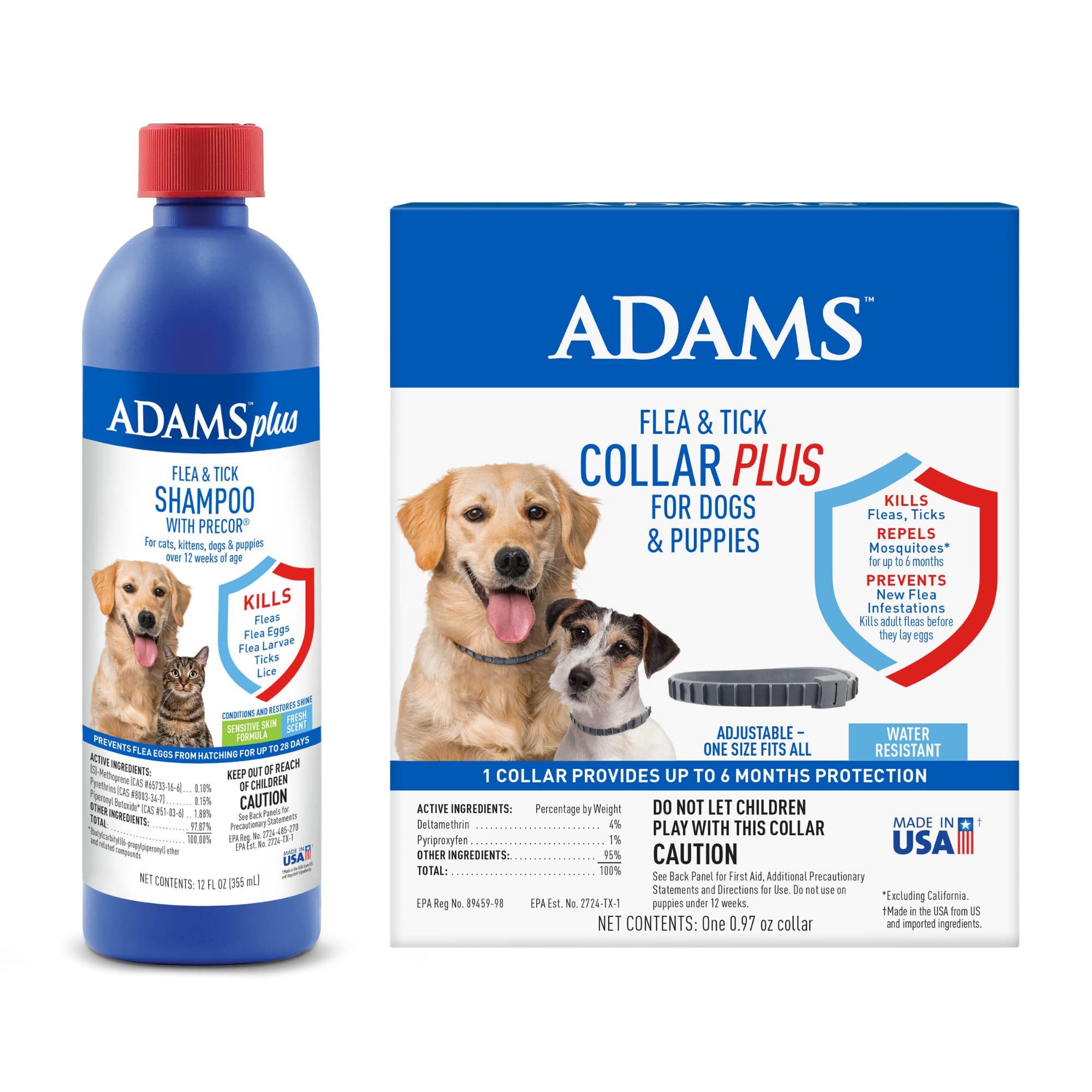 Adams Plus Shampoo 12 oz. + Flea & Tick Collar