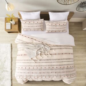 ECLEC Boho Dots Tufted Cotton Duvet Cover 3 Pieces Set Textured Jacquard Full/Queen Bedding Set, Oeko-Tex Certified, Ultra-Soft, Warm, Breathable, Machine Washable, All Season