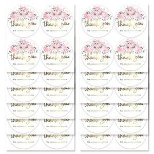 Mobiusea Creation Floral Party Thank You for Celebrating with Us Sticker | 2 inch | Gold Foil | 48pcs Waterproof Thank You Stickers for Wedding, Bridal Shower, Birthday, Boho Girl Baby Shower