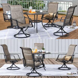 PatioFestival Patio Dining Set 5 Pieces Outdoor Furniture Sets Swivel Rocker Chairs Metal Round Table with All Weather Frame (5Pcs, Grey)