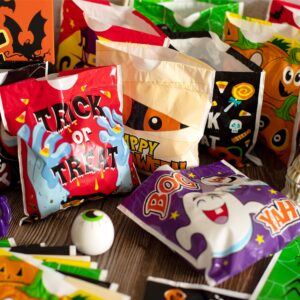 JOYIN 96 Halloween Drawstring Treat Bags 6"x6" Halloween Goody Bags for Kids' Trick or Treat Goodie Bags Classroom Halloween Party Favor Supplies