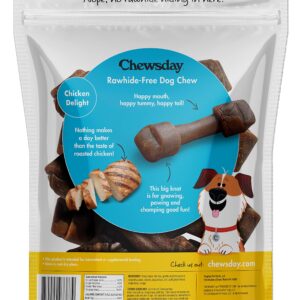 Chewsday 6-Inch Long-Lasting Dog Chew Bones, Made in The USA, All Natural Rawhide-Free Highly-Digestible Treats, Chicken Delight - 7 Count