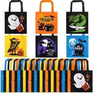 joyin 32 non-woven halloween tote gift bags colorful for kids, 6 patterns design trick or treat bags for halloween party favor supplies, reusable goody candy bag, halloween snacks goodie bags