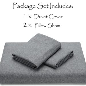 Chanasya Premium Faux Linen Bedding Duvet Cover 3-Piece Soft Luxury Set - Double Brushed Breathable Microfiber Comforter Cover - Breathable Washable Wrinkle and Stain Resistant - Charcoal Queen Size