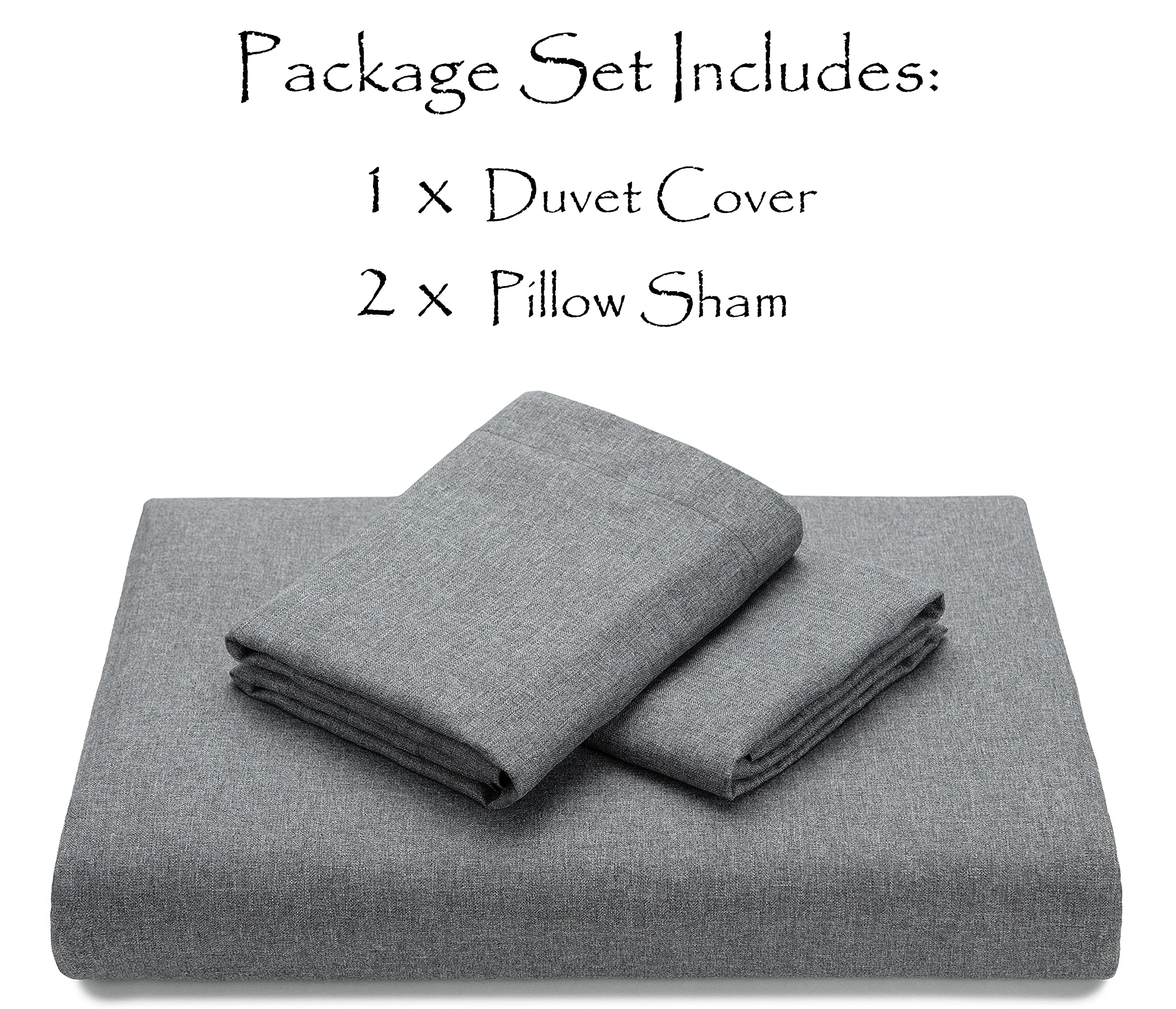 Chanasya Premium Faux Linen Bedding Duvet Cover 3-Piece Soft Luxury Set - Double Brushed Breathable Microfiber Comforter Cover - Breathable Washable Wrinkle and Stain Resistant - Charcoal Queen Size