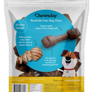 Chewsday 5-Inch Long-Lasting Dog Chew Bones, Made in The USA, All Natural Rawhide-Free Highly-Digestible Treats, Bacony Sizzle - 7 Count