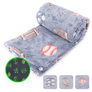 glow in the dark blanket, super soft blankets and throws to build night routine for kids, sports designed kids blanket that doesn't pill, fray, or fade, comfortable toddler blanket for boys and girls