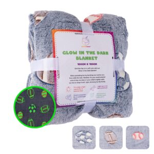 Glow in The Dark Blanket, Super Soft Blankets and Throws to Build Night Routine for Kids, Sports Designed Kids Blanket That Doesn't Pill, Fray, or Fade, Comfortable Toddler Blanket for Boys and Girls