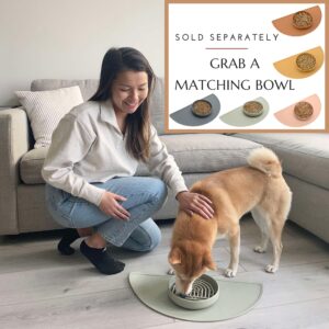 Should We Go? - Waterproof Silicone Pet Food Mat - Non-Slip, Spill-Proof Feeding Mats for Floors, Raised Edge Design, Easy-to-Clean, Durable Flexible Rubber Mat for Dog & Cat Bowls, Medium-Sage Green