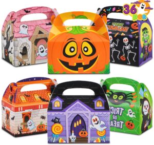 joyin 36 pcs halloween cardboard treat boxes trick or treat candy boxes cookies goodie bags for halloween party favor supplies, classroom exchange goody bags