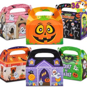 JOYIN 36 PCS Halloween Cardboard Treat Boxes Trick or Treat Candy Boxes Cookies Goodie Bags for Halloween Party Favor Supplies, Classroom Exchange Goody Bags