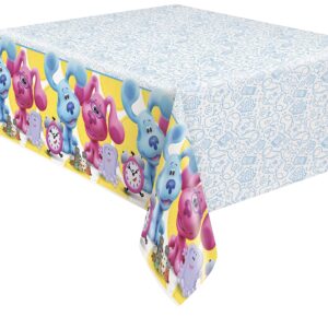 vibrant blue's clues multicolor table cover - 54" x 84" (1 pc.) - durable rectangular plastic tablecloth - perfect kids party decor