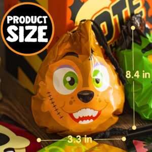 JOYIN 60PCS Halloween Drawstring Treat Bags, Goodie Candy Trick or Treat Bags Bulk in 12 Cute Monster Designs, Small Plastic Gifts Bags for Kids Trick or Treating, Halloween Party Favors Supplies