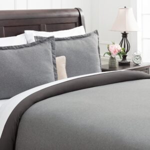 Chanasya Premium Faux Linen Bedding Duvet Cover 3-Piece Soft Luxury Set - Double Brushed Breathable Microfiber Comforter Cover - Breathable Washable Wrinkle and Stain Resistant - Charcoal Queen Size