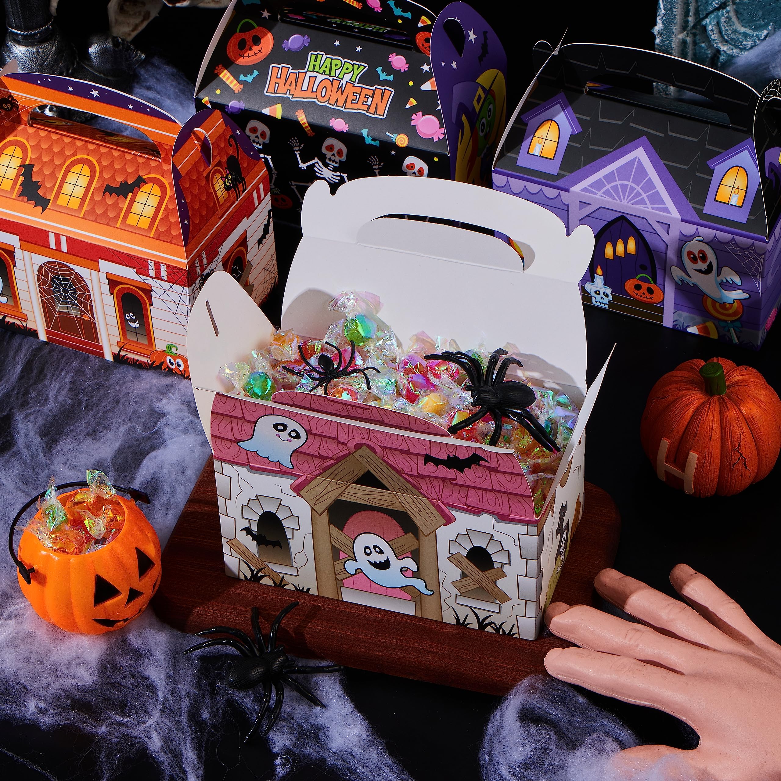 JOYIN 36 PCS Halloween Cardboard Treat Boxes Trick or Treat Candy Boxes Cookies Goodie Bags for Halloween Party Favor Supplies, Classroom Exchange Goody Bags