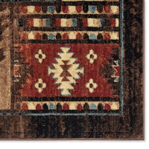 Home Dynamix Buffalo Bear Area Rug, 1'10"x6'10", Brown/ Red, Rectangular