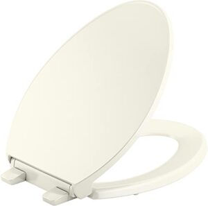 kohler k24495-a-96 border elongated closed-front toilet seat with soft close and quick release biscuit