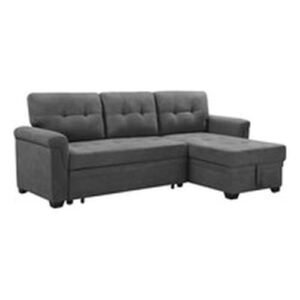 bowery hill contemporary fabric reversible sectional sleeper sofa chaise in gray