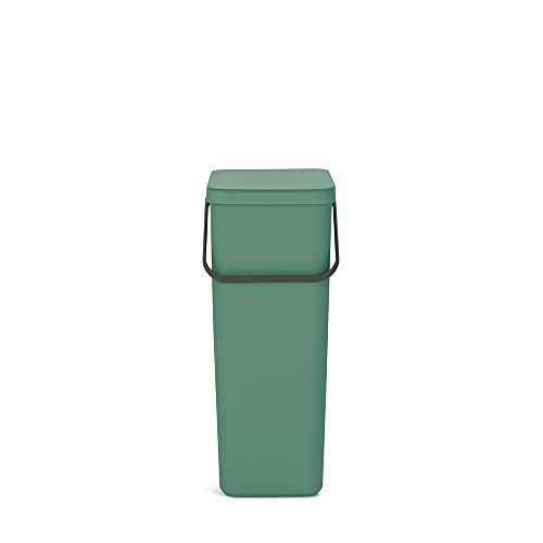 Brabantia Sort & Go Kitchen Recycling/Garbage Trash Can (10.6 Gal/Fir Green) Large Refuse Organiser with Handle & Removable Lid, Easy Clean, PerfectFit Bags Included