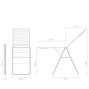 Brabantia HangOn Laundry Drying Rack (82ft / Fresh White) Compact, Foldaway, Adjustable Indoor Stainless Steel Clothes Horse