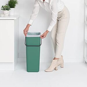 Brabantia Sort & Go Kitchen Recycling/Garbage Trash Can (10.6 Gal/Fir Green) Large Refuse Organiser with Handle & Removable Lid, Easy Clean, PerfectFit Bags Included