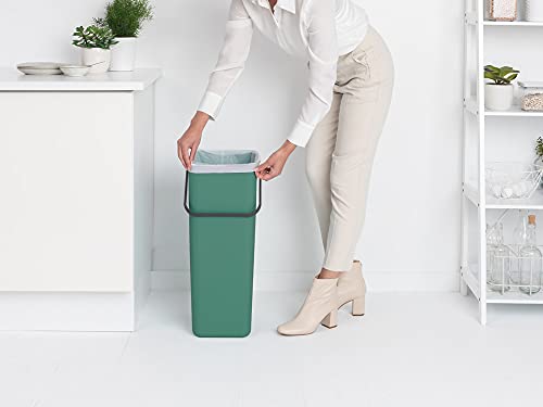 Brabantia Sort & Go Kitchen Recycling/Garbage Trash Can (10.6 Gal/Fir Green) Large Refuse Organiser with Handle & Removable Lid, Easy Clean, PerfectFit Bags Included