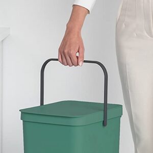 Brabantia Sort & Go Kitchen Recycling/Garbage Trash Can (10.6 Gal/Fir Green) Large Refuse Organiser with Handle & Removable Lid, Easy Clean, PerfectFit Bags Included