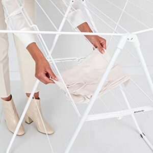 Brabantia HangOn Laundry Drying Rack (82ft / Fresh White) Compact, Foldaway, Adjustable Indoor Stainless Steel Clothes Horse