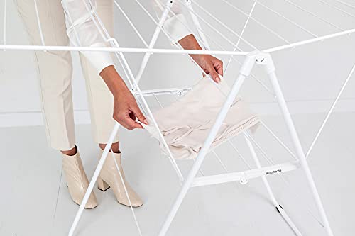 Brabantia HangOn Laundry Drying Rack (82ft / Fresh White) Compact, Foldaway, Adjustable Indoor Stainless Steel Clothes Horse