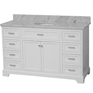 Kitchen Bath Collection Aria 60-inch Single Bathroom Vanity (White/Carrara): Includes White Cabinet with Authentic Italian Carrara Marble Countertop and White Ceramic Sink