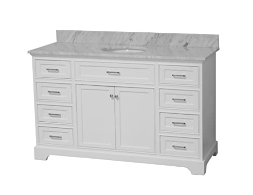 Kitchen Bath Collection Aria 60-inch Single Bathroom Vanity (White/Carrara): Includes White Cabinet with Authentic Italian Carrara Marble Countertop and White Ceramic Sink