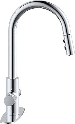 Westbrass KH41A-26 HotMaster 4 in 1 Single Handle Kitchen Faucet Only with Push Button Dual Spray Mode Pull Down Nozzle Head, Polished Chrome