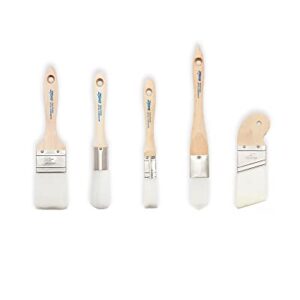 Zibra 5-Piece DIY Paint Brush Set with Detail and 2-inch Paint Brushes for Walls, Trim and Furniture, White