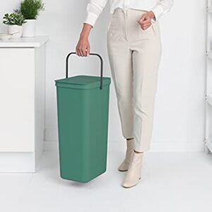 Brabantia Sort & Go Kitchen Recycling/Garbage Trash Can (10.6 Gal/Fir Green) Large Refuse Organiser with Handle & Removable Lid, Easy Clean, PerfectFit Bags Included