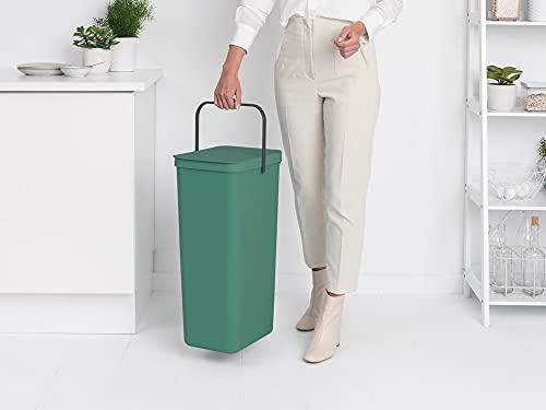 Brabantia Sort & Go Kitchen Recycling/Garbage Trash Can (10.6 Gal/Fir Green) Large Refuse Organiser with Handle & Removable Lid, Easy Clean, PerfectFit Bags Included