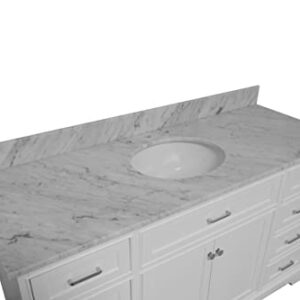 Kitchen Bath Collection Aria 60-inch Single Bathroom Vanity (White/Carrara): Includes White Cabinet with Authentic Italian Carrara Marble Countertop and White Ceramic Sink