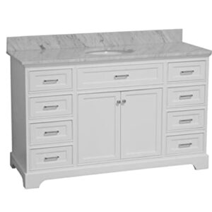 Kitchen Bath Collection Aria 60-inch Single Bathroom Vanity (White/Carrara): Includes White Cabinet with Authentic Italian Carrara Marble Countertop and White Ceramic Sink