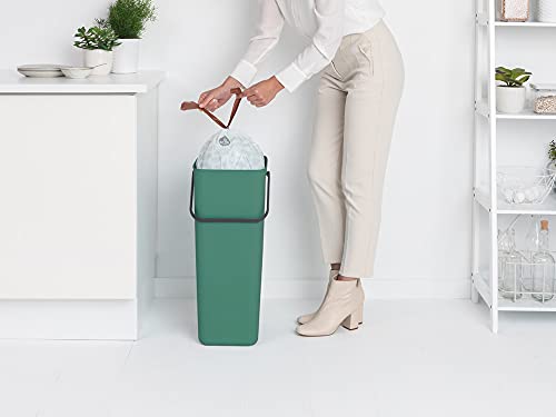 Brabantia Sort & Go Kitchen Recycling/Garbage Trash Can (10.6 Gal/Fir Green) Large Refuse Organiser with Handle & Removable Lid, Easy Clean, PerfectFit Bags Included