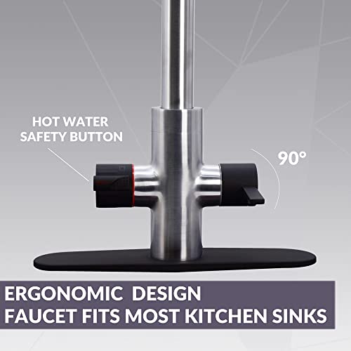 Westbrass KH41A-26 HotMaster 4 in 1 Single Handle Kitchen Faucet Only with Push Button Dual Spray Mode Pull Down Nozzle Head, Polished Chrome