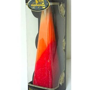 Shalhevet Light Pyramid Self Standing Long Lasting Havdalah Candle (Fire - Brown Orange Red)