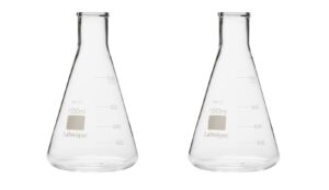 labnique borosilicate 3.3 glass conical flask, erlenmeyer flask with narrow mouth, graduated, double boxed, 1000ml (pack of 2)