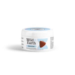 wild earth dog supplements, soft chews for skin & coat, rich in antioxidants, omega 3 & 6 fatty acids, allergy & itch relief, supports normal shedding, veterinarian-developed, vegan