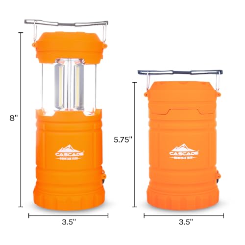 Cascade Mountain Tech Pop-Up LED Camping Flashlight Lantern - 2 Pack,Orange