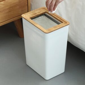 DOITOOL Large Trash Can White Bathroom Trash Can Minimalist Modern Style Garbage Can with Lid Bathroom Waste Container Dog Proofed Trash Can