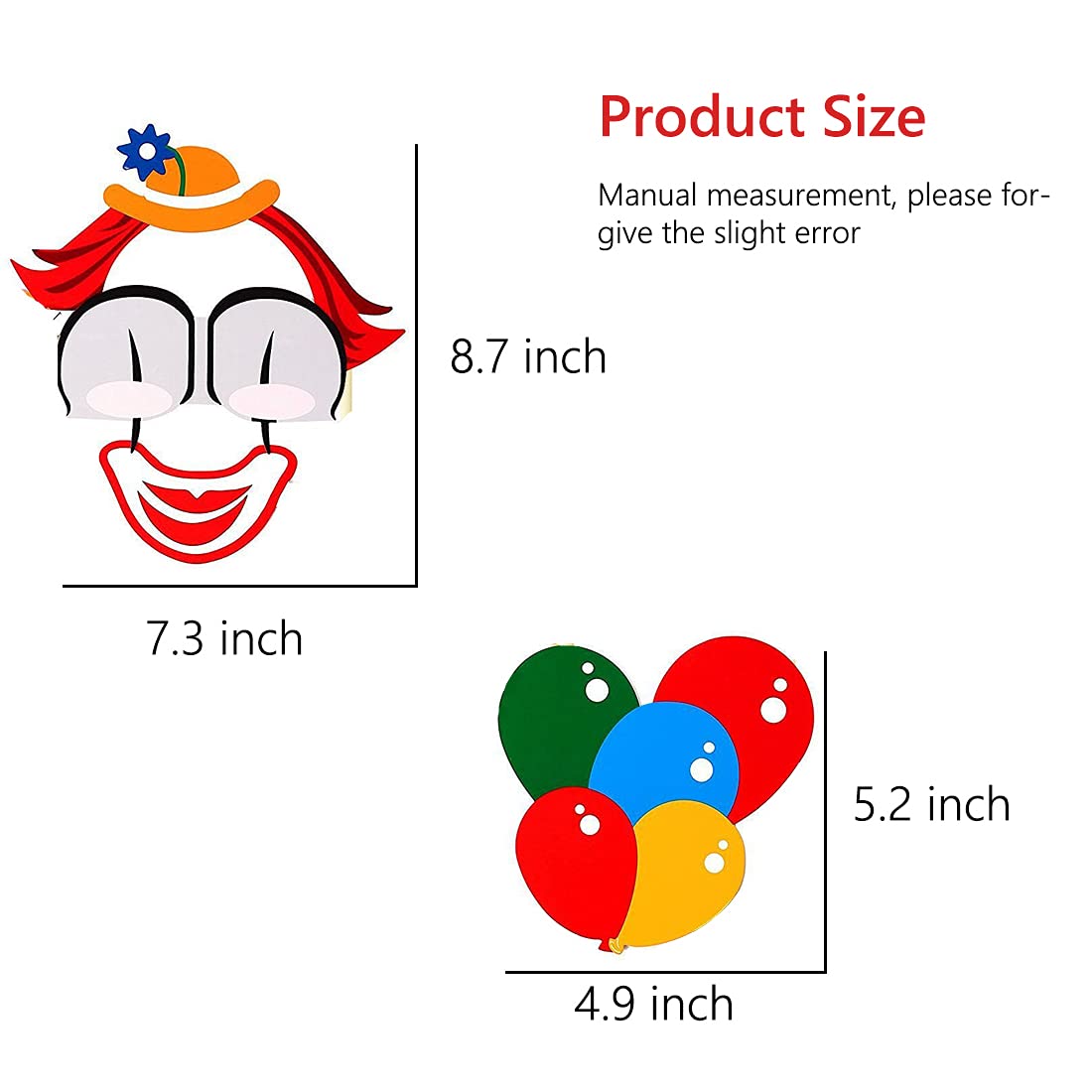 PIPI 36pcs Circus Photo Booth Props with Sticker Funny Carnival Theme Party Decorations for Birthday Party