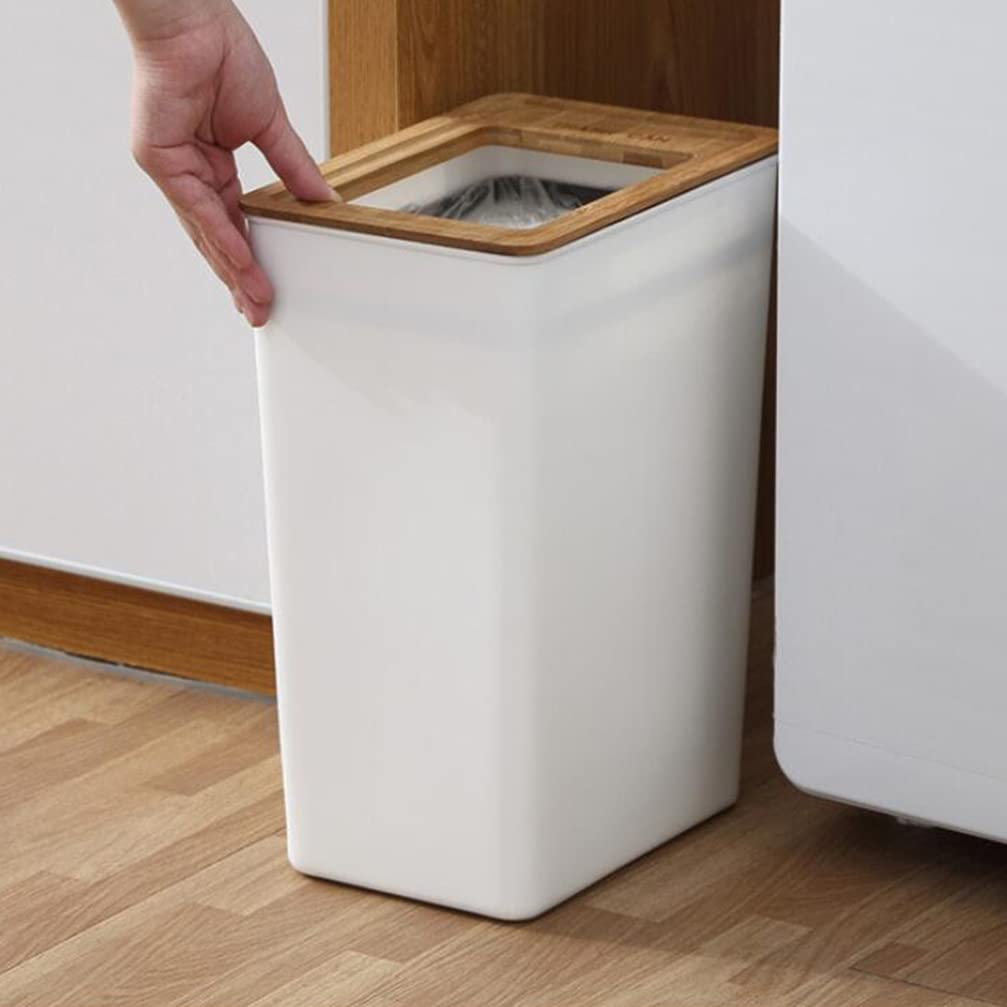 DOITOOL Large Trash Can White Bathroom Trash Can Minimalist Modern Style Garbage Can with Lid Bathroom Waste Container Dog Proofed Trash Can