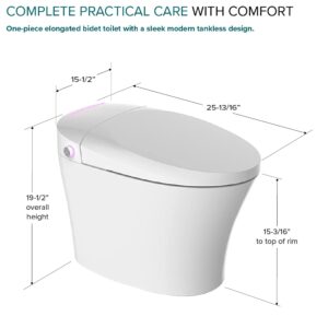 Transolid TL-5401-A Rosemary 1-Piece 0.8/1.28 GPF Dual Flush Elongated Bidet Toilet, White