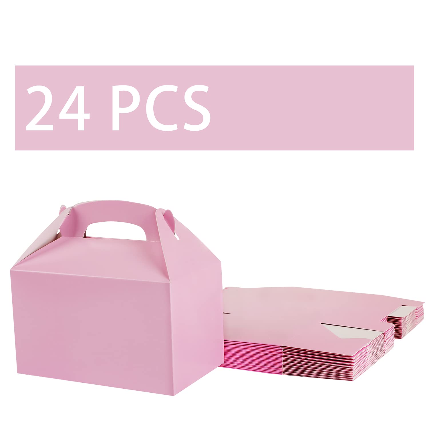 Erweicet Pink Party Treat Box 24 Pcs Pink Candy Cake Gift DIY Bags Snack Goody Cardboard Box Perfect for Kids Girls Birthday Party Gift Giving Baby Shower Bridal Shower Wedding Supplies Decorations